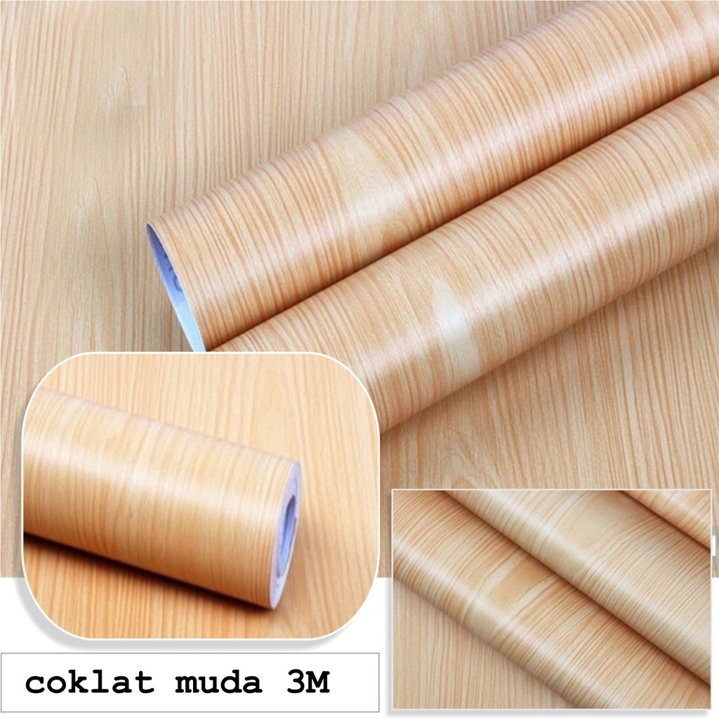 Jual wallpaper sticker motif kayu serat/HPL sticker tebal multifungsi ...