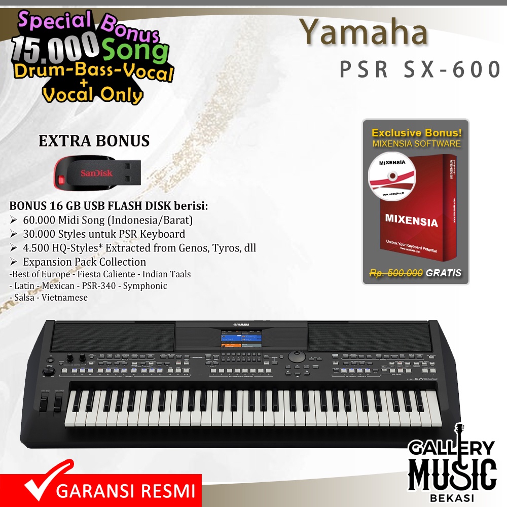 Jual Keyboard Yamaha PSR SX600 / PSRSX600 / PSR SX 600 (Penerus S670 ...
