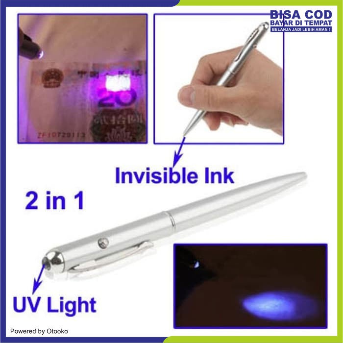 Jual 2in1 Invisible Ink Pen + UV Light Pulpen Senter Ultraviolet ...