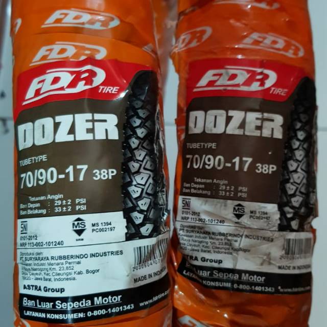 Jual Ban Luar Depan FDR Dozer 70 / 90 Ring 17 Tube Type Tipe Ban Dalam ...