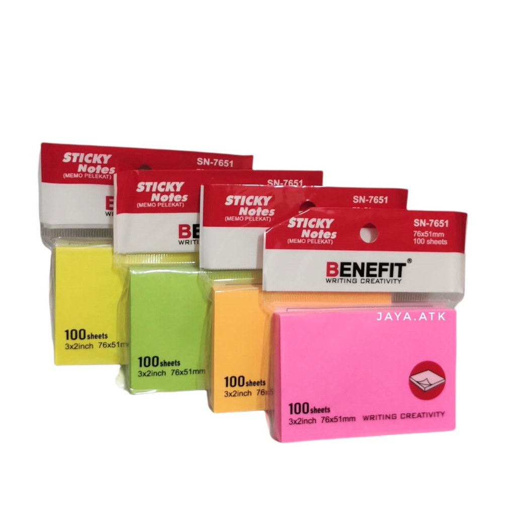 Jual STICKY NOTES MEMO CATATAN TEMPEL 76 X 51 MM WARNA 100 LBR STICK ...