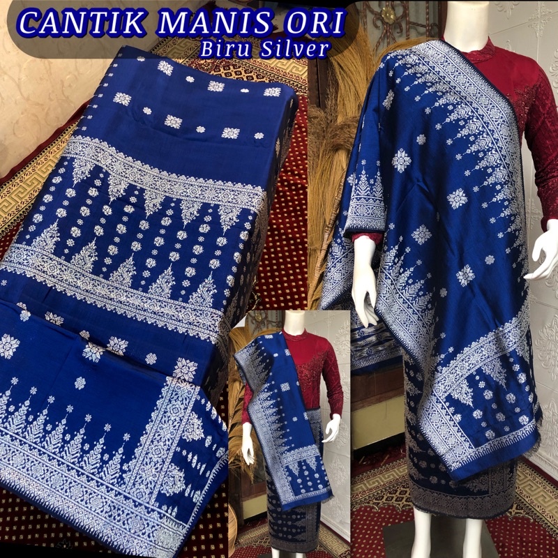 Jual SONGKET CANTIK MANIS ORI Biru silver / Songket Tenun Palembang asli Tenun Tangan / ilham ...
