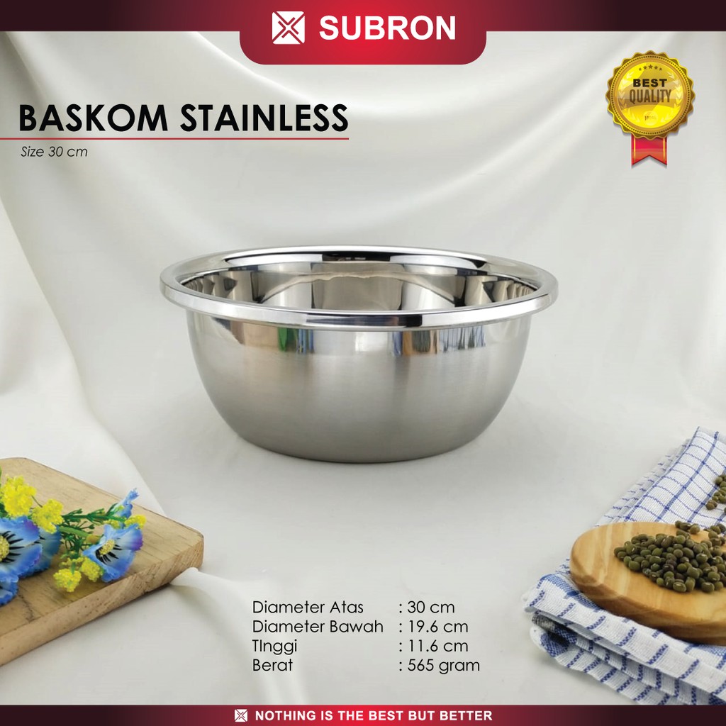 Jual SUBRON Baskom 30cm tinggi tebal Multi fungsi stainless steel wadah ...
