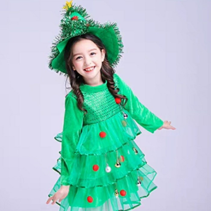 Jual B3LI CHRISTMAS TREE DRESS COSTUME KOSTUM NATAL POHON NATAL ANAK ...