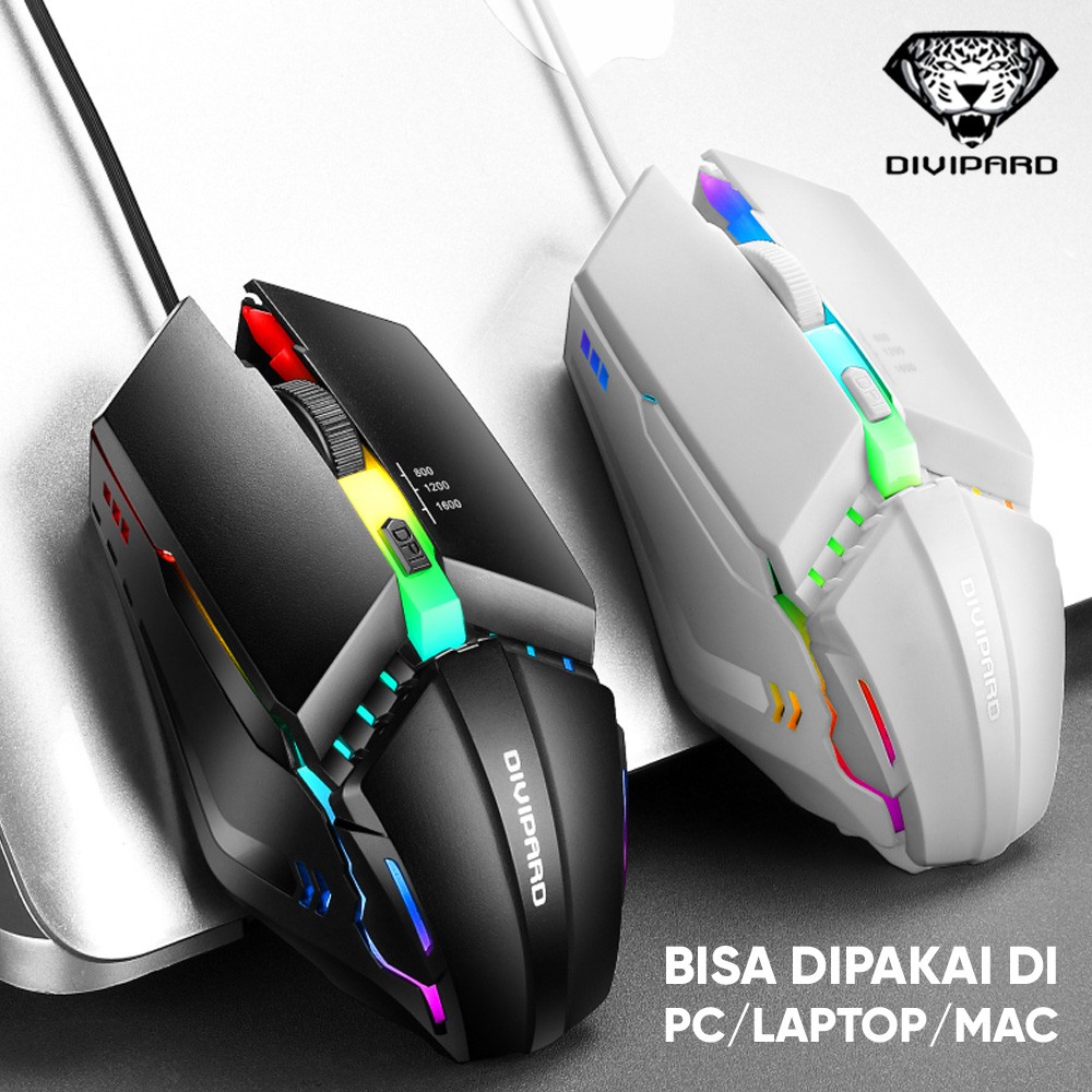 Jual Mouse Gaming Kabel Divipard USB OP40 Colorful Backlight 1600 DPI ...