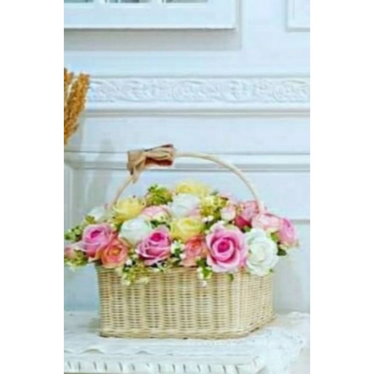 Jual kotak rotan handle / tempat bunga / keranjang bunga /keranjang ...