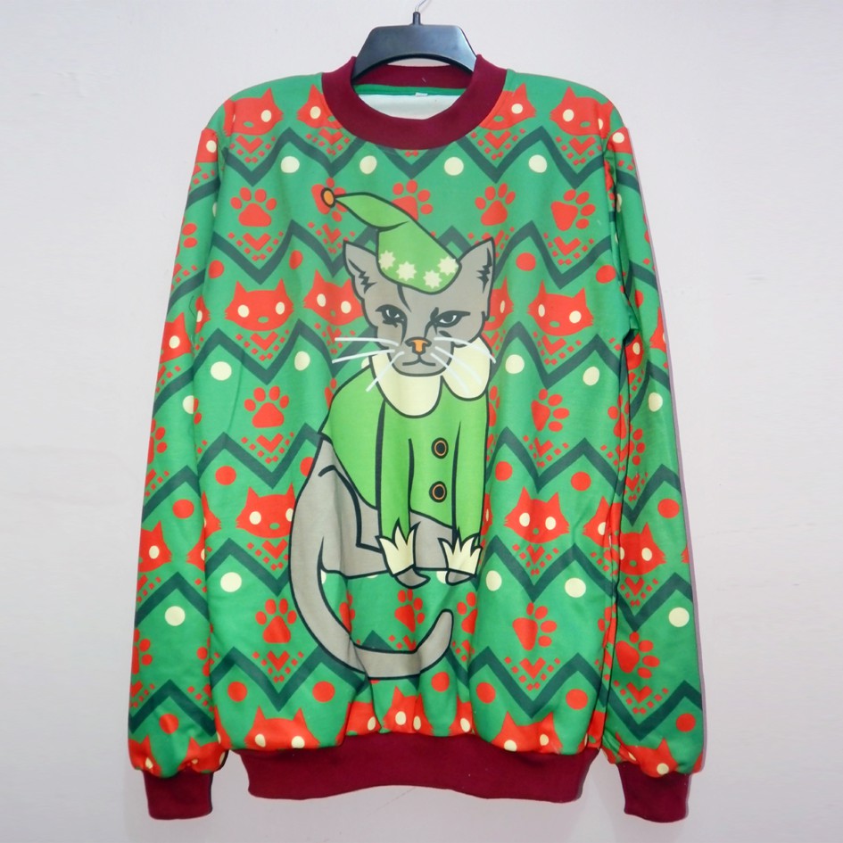 Jual Sweater Natal Christmas Cat Gnome Bahan Halus Lembut Tebal Full ...