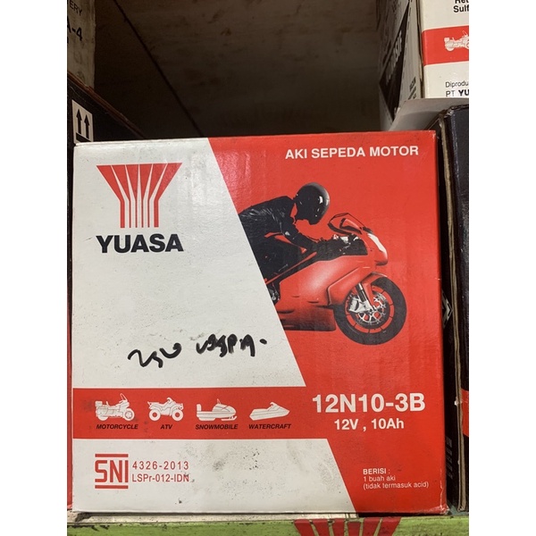 Jual AKI BASAH MOTOR VIAR YUASA 12N10-3B 10Ah ORIGINAL | Shopee Indonesia