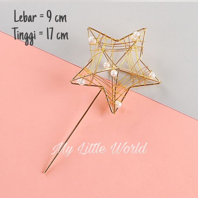 Jual Topper Aesthetic Bulan Bintang Hati Pearl Mutiara Lampu Kawat ...