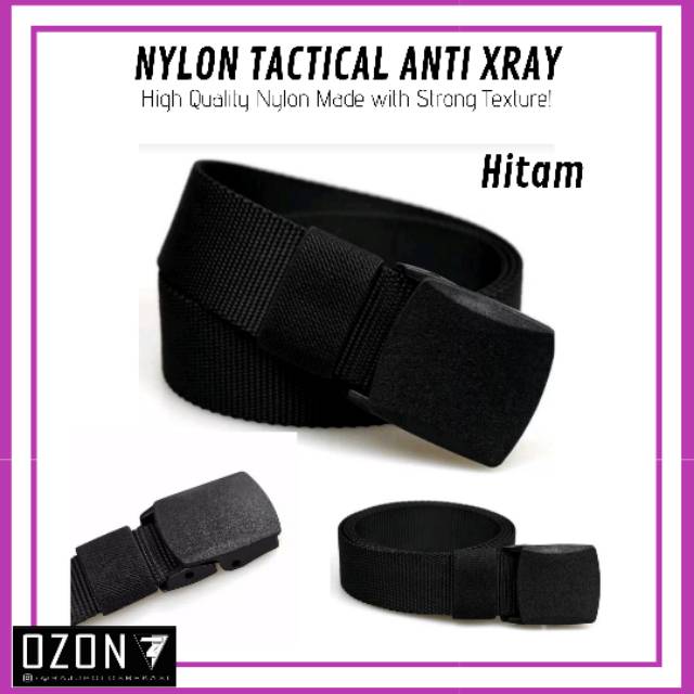 Jual Sabuk Anti Metal Detector Gesper Tali Ikat Pinggang Pria Canvas Anti Xray - Hitam polos ...
