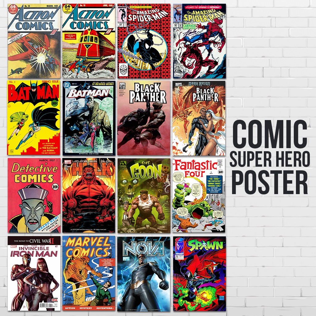 Jual (16 Pcs) Comic Super Hero Poster A4 / A5 | Shopee Indonesia