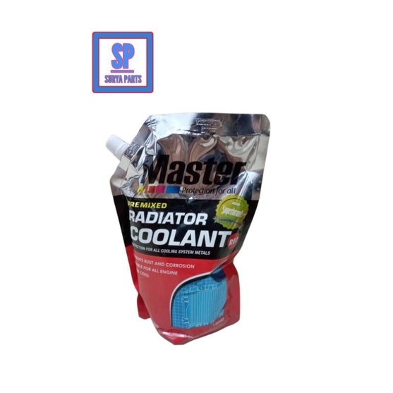 Jual AIR RADIATOR COOLANT MASTER PREMIXED MERAH RED 1 QUART 1 LITER ...