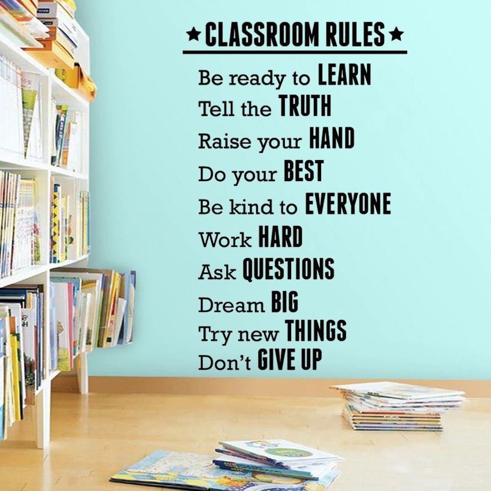 Jual Classroom Rules Wall Stickers Mural For School Vinyl Study Room ...