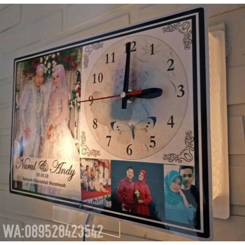 Jual Lampu jam hias frame foto fiber kado unik ulang tahun wedding ...