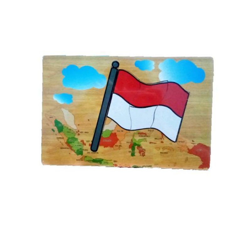 Jual Puzzle kayu bendera indonesia | Shopee Indonesia