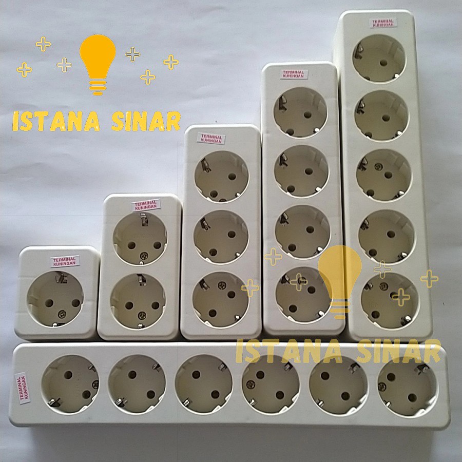 Jual Stop Kontak Arde Uticon 1 2 3 4 5 6 Lubang Terminal Kuningan / Colokan Listrik Uticon / SNI ...