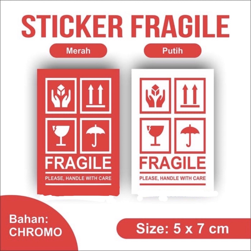 Jual [100 LEMBAR] Sticker Fragile 4 icon 5x7 FRAGILE RIGHT SIDE GLASS ...