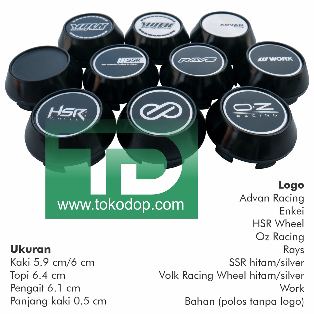 Jual TUTUP DOP VELG KERUCUT KAKI 5.9 CM TOPI 6.4 CM LOGO ADVAN ENKEI ...