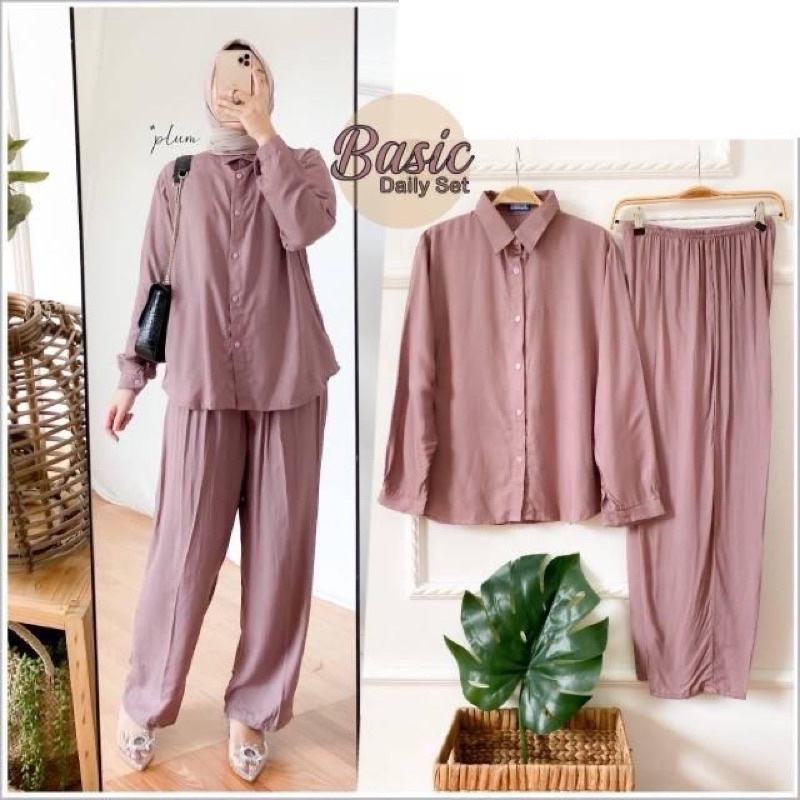 Jual PGS BestSeller!! Setelan Basic Daily Polos One Set Rayon Premium ...