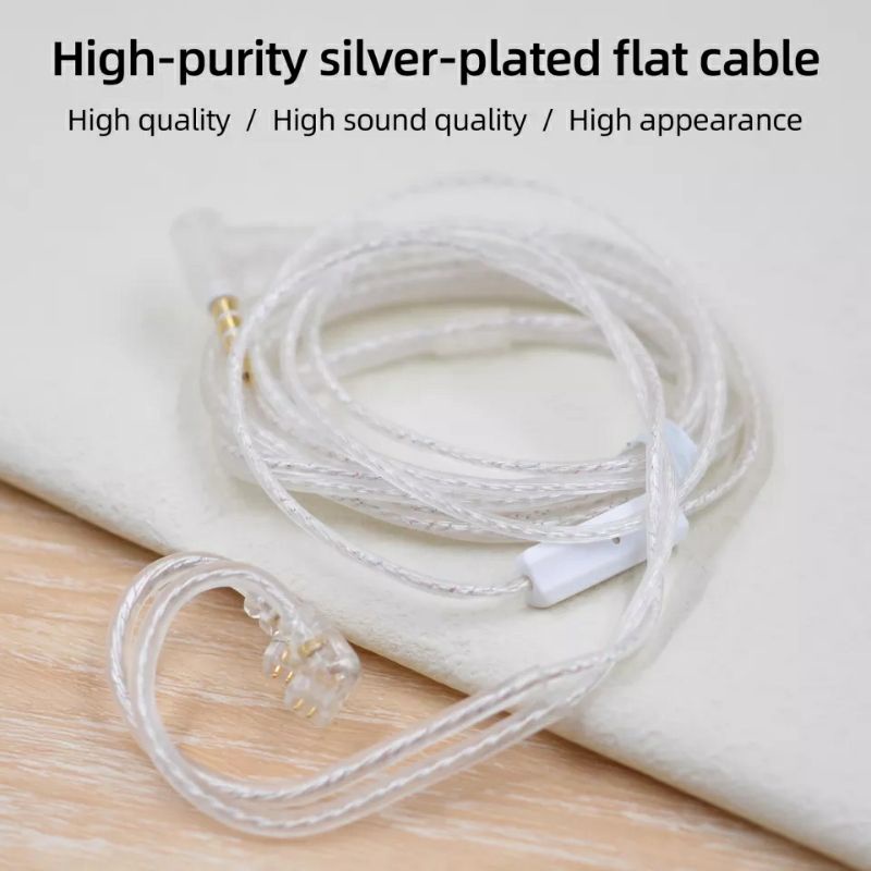 Jual NEW! KZ with Mic Double Line Cable Silver High Purity Oxygen Free ...