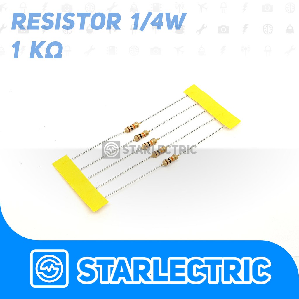 Jual Resistor 1000 1000R 1K Ohm 1/4 W 5% 5pcs/pack | Shopee Indonesia