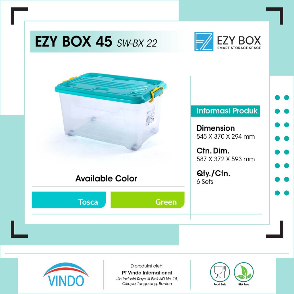 Jual Ezy Box Container Box Plastik 45 Liter, 52 Liter, 75 Liter Kotak ...
