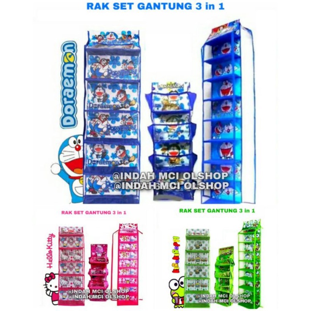 Jual RAK SET GANTUNG 3 IN 1 KARAKTER (RAK TAS+RAK SEPATU+RAK KOSMETIK ...