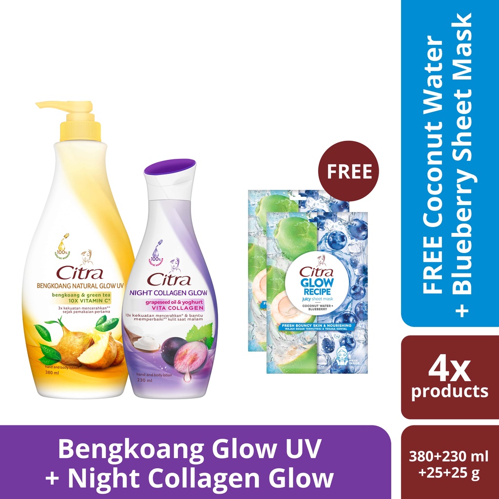 Jual Buy Citra Bengkoang Natural Glow UV 380ml + Night Collagen Glow ...