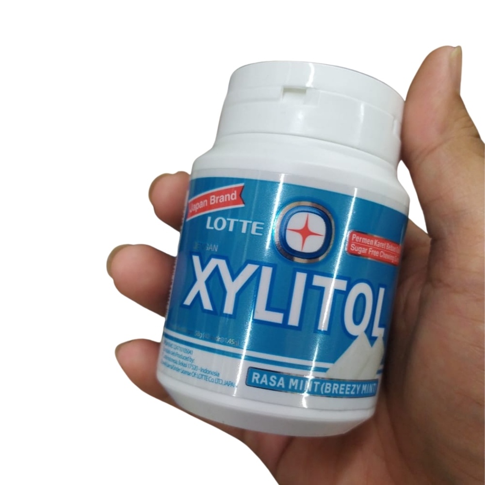 Jual Xylitol Lotte Botol 58gr isi 40 butir Permen Karet Rasa Mint ...