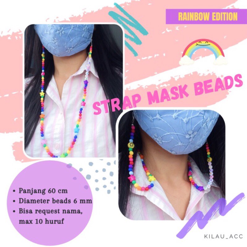 Jual Kilau Acc - Strap Masker Manik Manik Rainbow Edition | Kalung ...
