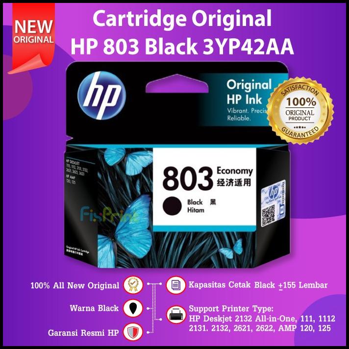 Jual Cartridge Original Hp 803 Black Economy 3Yp42Aa Printer 2622 2132 1112 | Shopee Indonesia