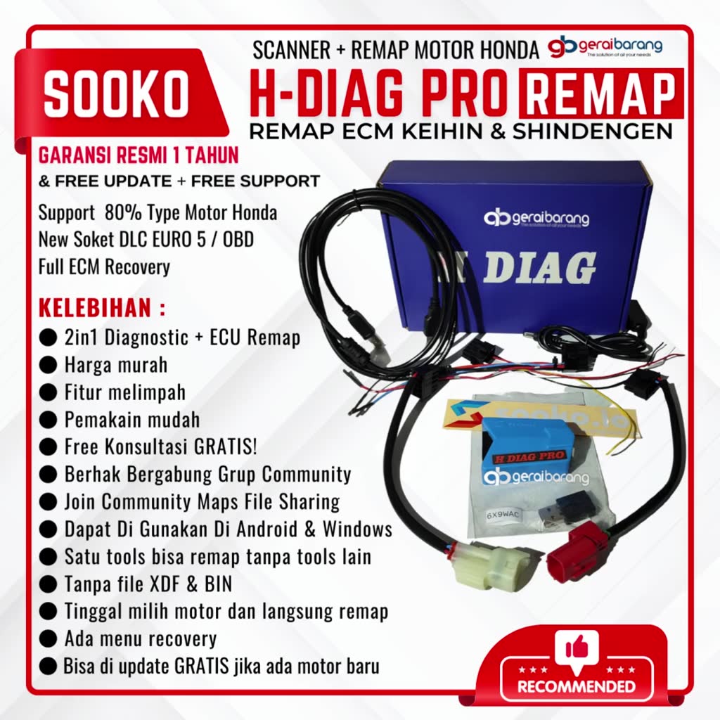Jual Sooko H-diag Pro Diagmostic Tool + Remap Flash ECU ECM Motor Honda ...