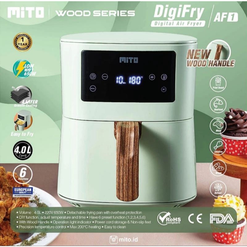 Jual MITO Digital Airfryer 4L AF1 Wood Series AF 1 Low Watt | Shopee ...