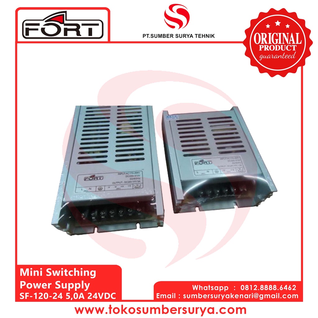 Jual Mini Switching Power Supply SF-120-24 / SF12024 5,0A 24VDC Fort ...