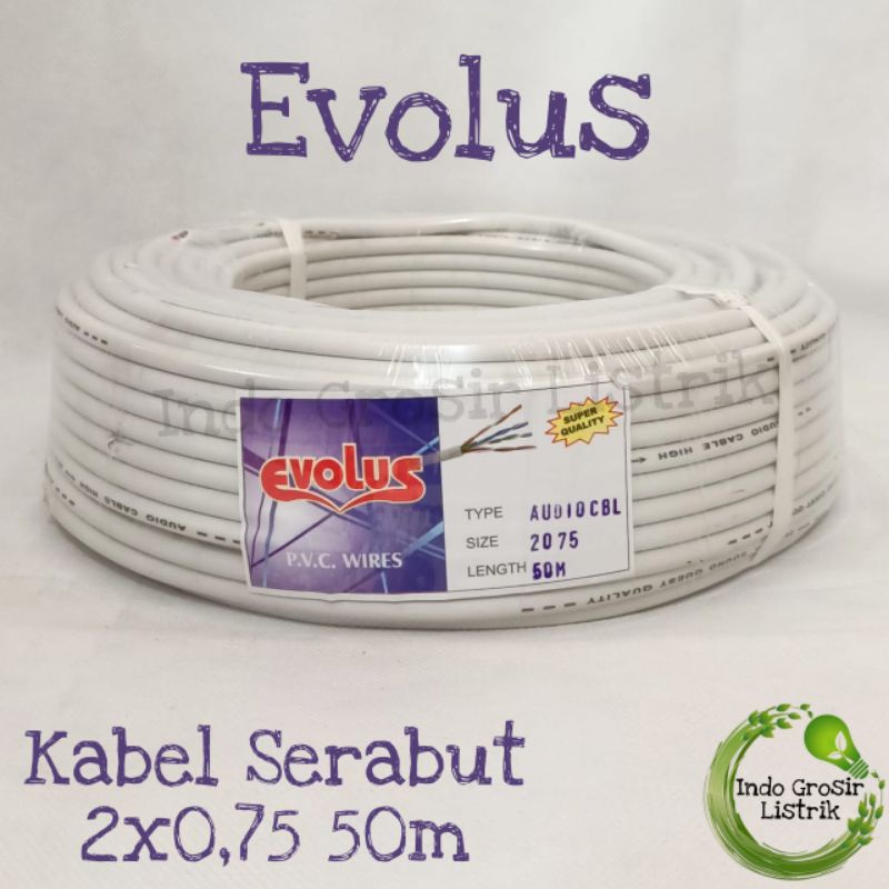 Jual Kabel Serabut 2x0,75 50m Evolus NYYHYO Hitam Putih Kabel Listrik 2x0.75 Evolus | Shopee ...