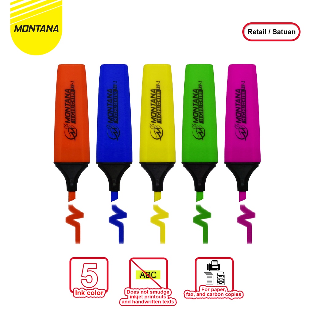 Jual MONTANA Highlighter 1 Pcs Color Marker Penanda Berwarna SH-1 ...