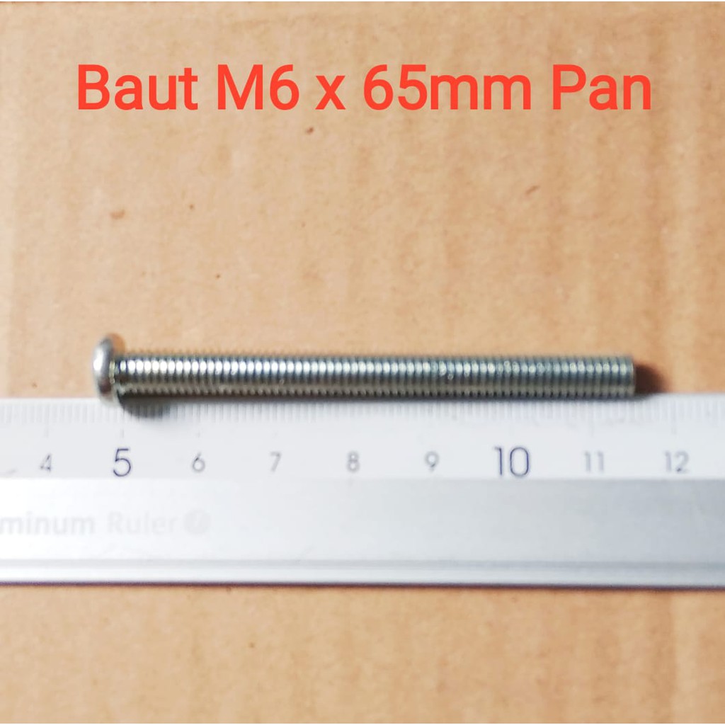 Jual 10pcs Baut m6 65mm Button Pan Head mach screw baud 6x65mm 6mm x ...