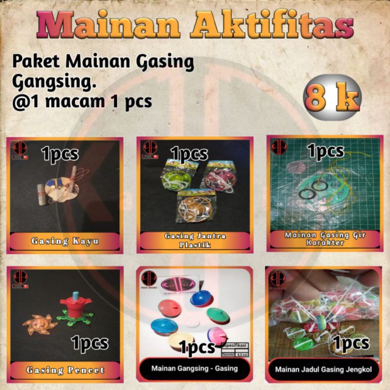 Jual Gasing Jadul Paket 1 Pack isi 6 Model Gasing | Shopee Indonesia