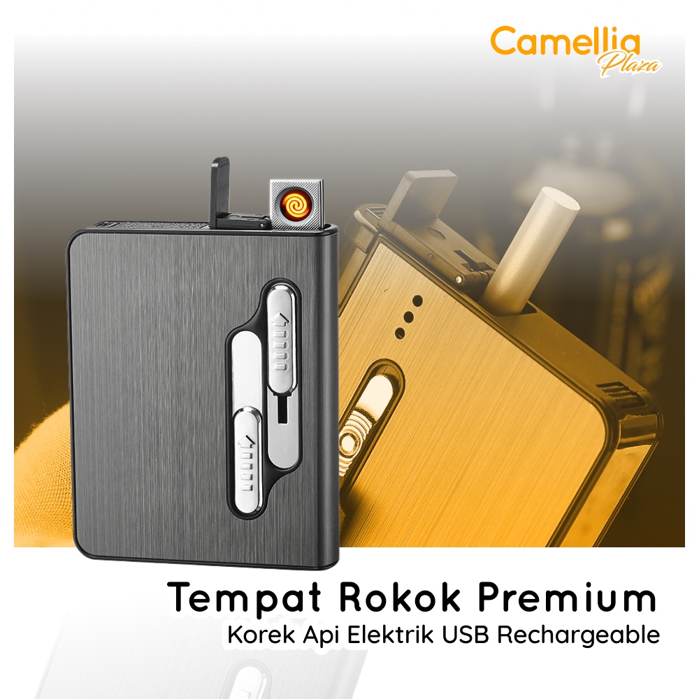 Jual Tempat Rokok Premium plus Korek Api Elektrik USB Rechargeable ...