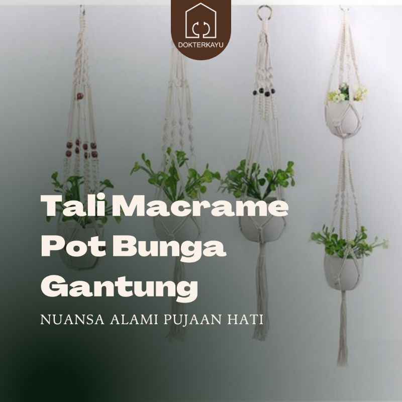 Jual Tali macrame pot bunga gantung hiasan taman warna putih | Shopee ...