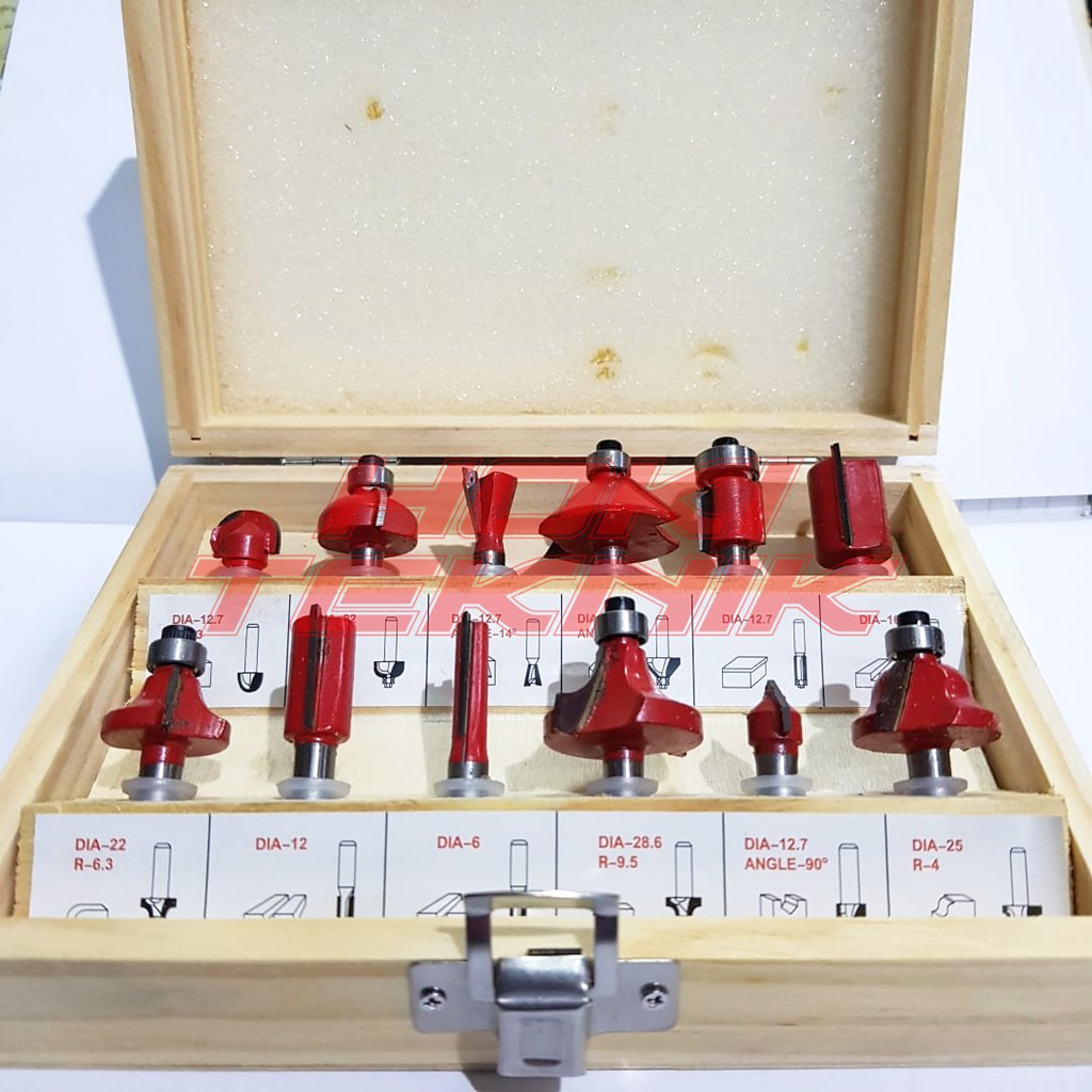 Jual Mata Router/Profil/Trimmer Kayu Set 12 Pcs 1/4" Mailtank | Shopee ...