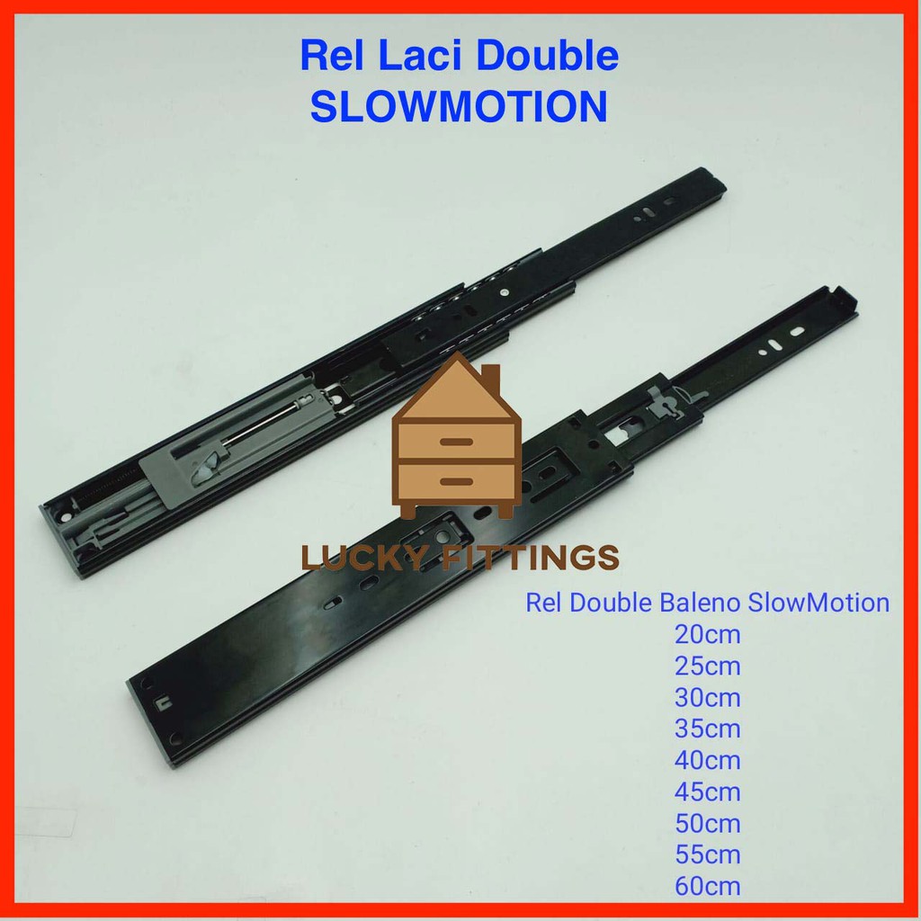Jual Rel Laci SLOW MOTION 25 CM Double Track Full Extension Soft Close ...