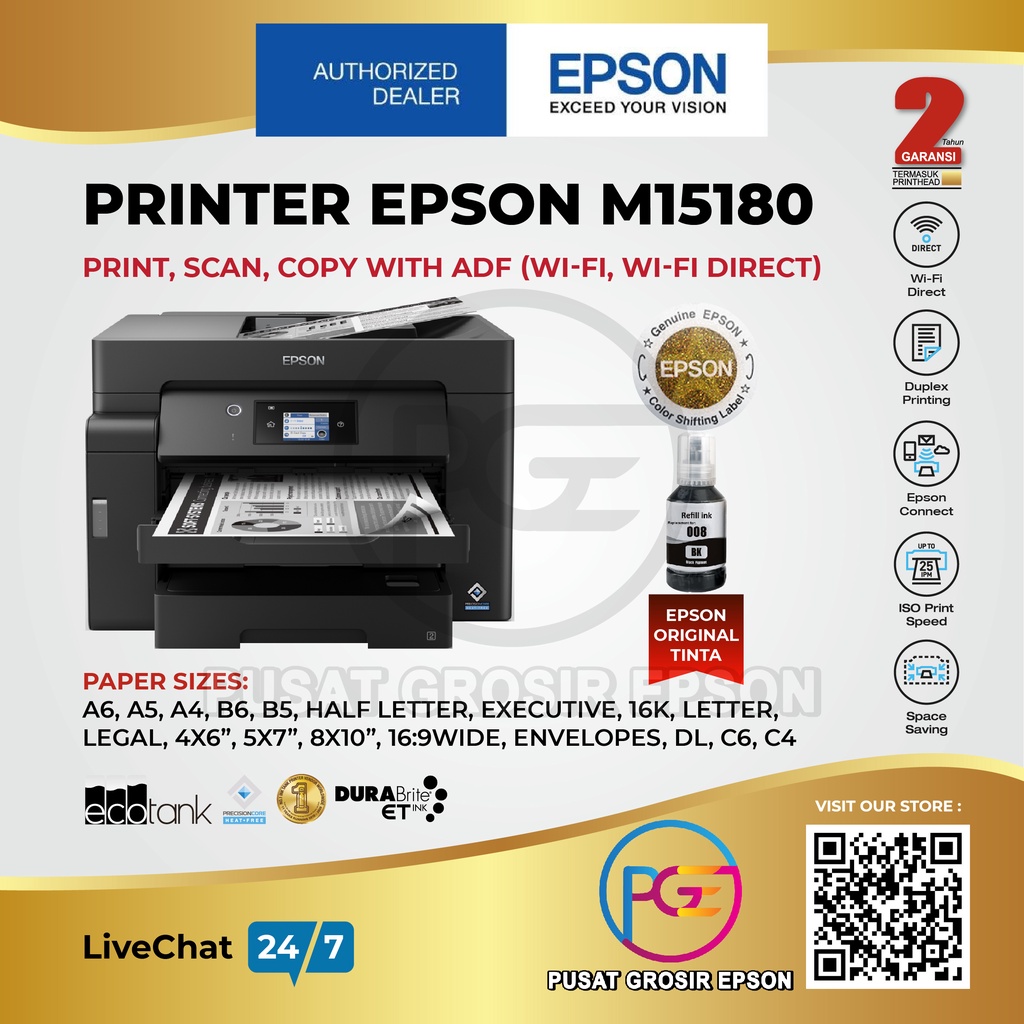 Jual PRINTER EPSON M15180 M 15180 PRINT SCAN COPY WITH ADF GARANSI ...