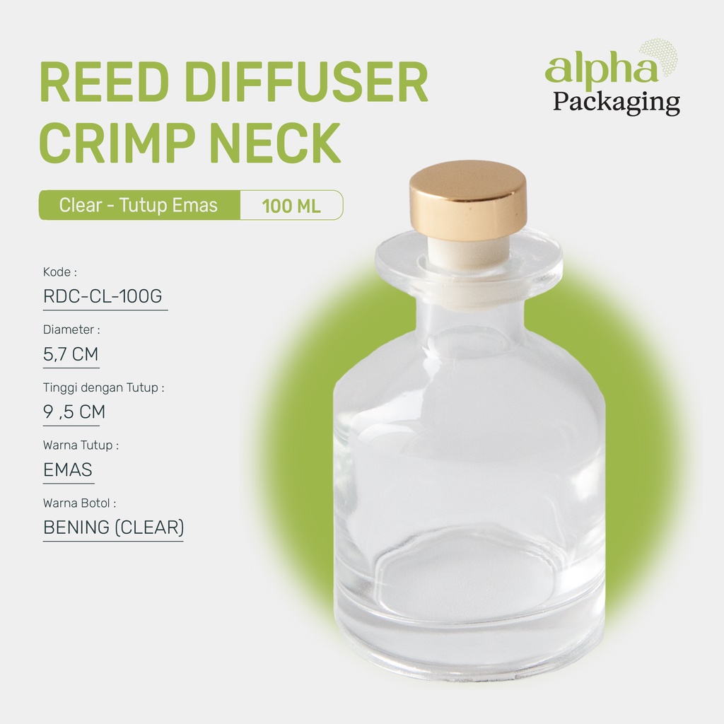 Jual Botol Reed Diffuser Crimp Neck 100ml - Putih Premium Kaca Tebal ...