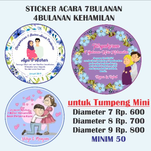 Jual STICKER ACARA 7 BULANAN- STIKER 4BULANAN KEHAMILAN UNTUK TUMPENG ...