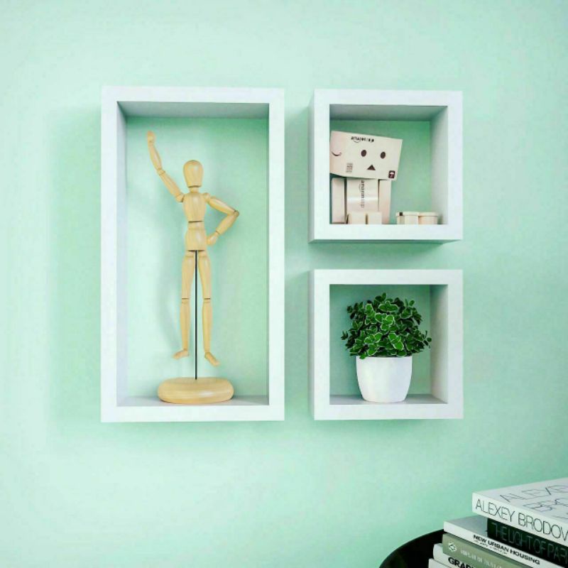 Jual Rak Dinding Tempel Minimalis 6 Tingkat Tanpa Paku Kayu Hiasan ...