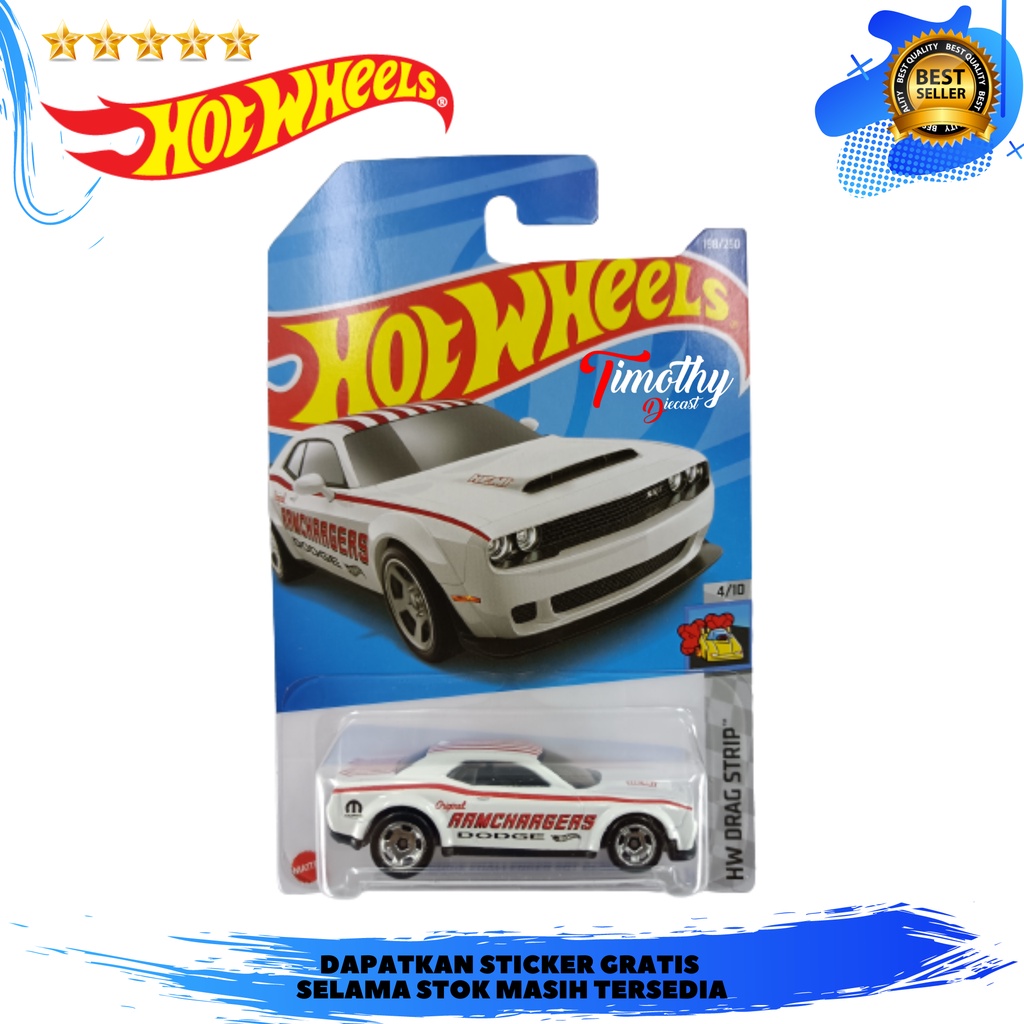 Jual Hot Wheels Dodge Challenger Srt Demon Rally Putih Hw Drag Strip