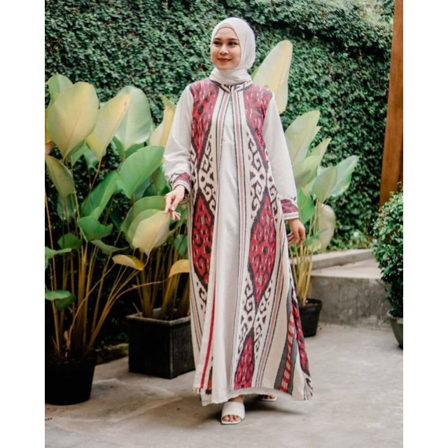 Jual ( READY) gamis tenun gamis etnik baju tenun dress tenun baju ...