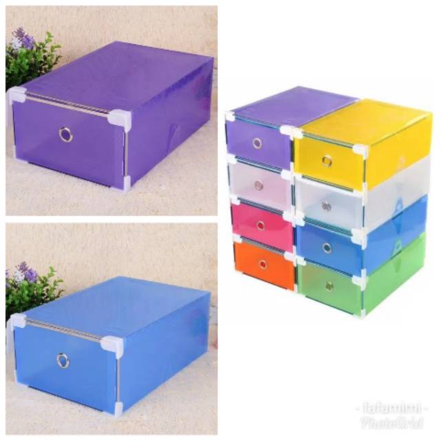 Jual Box serbaguna box sepatu transparan model laci kotak sepatu silver ...