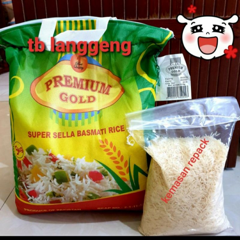 Jual Beras Basmati Premium Gold rice 1 kg (repak) | Shopee Indonesia